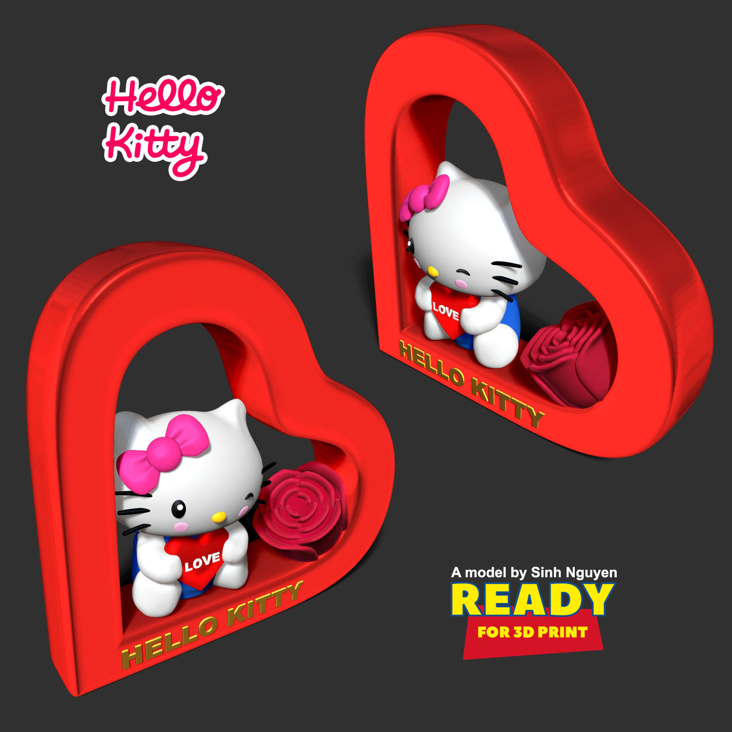 Hello Kitty - Valentine 3D model 3D printable | CGTrader