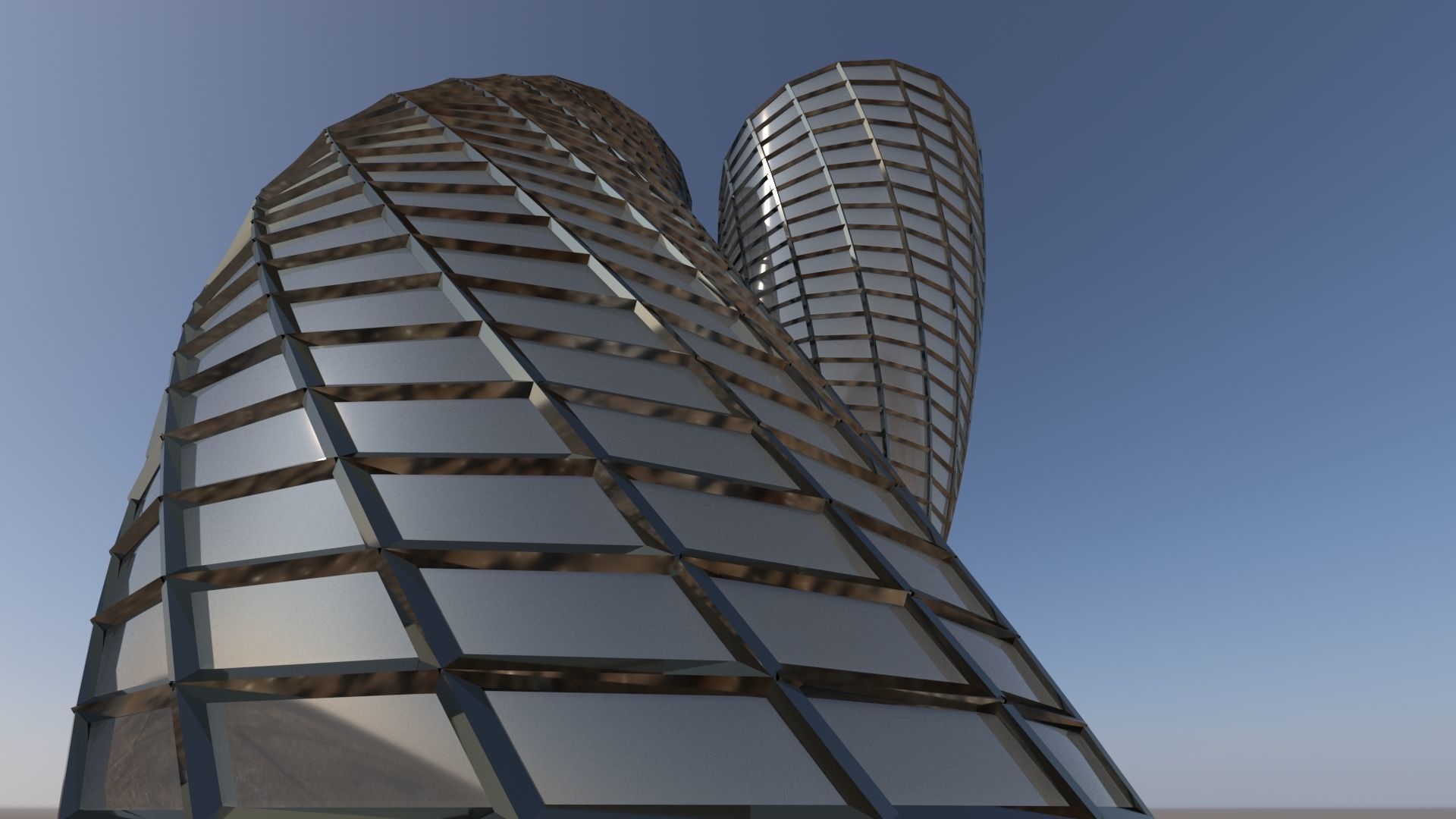 Glass twin tower 3D model | CGTrader