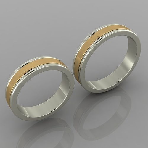 Bicolor wedding rings woman and man 48 3D model 3D printable | CGTrader