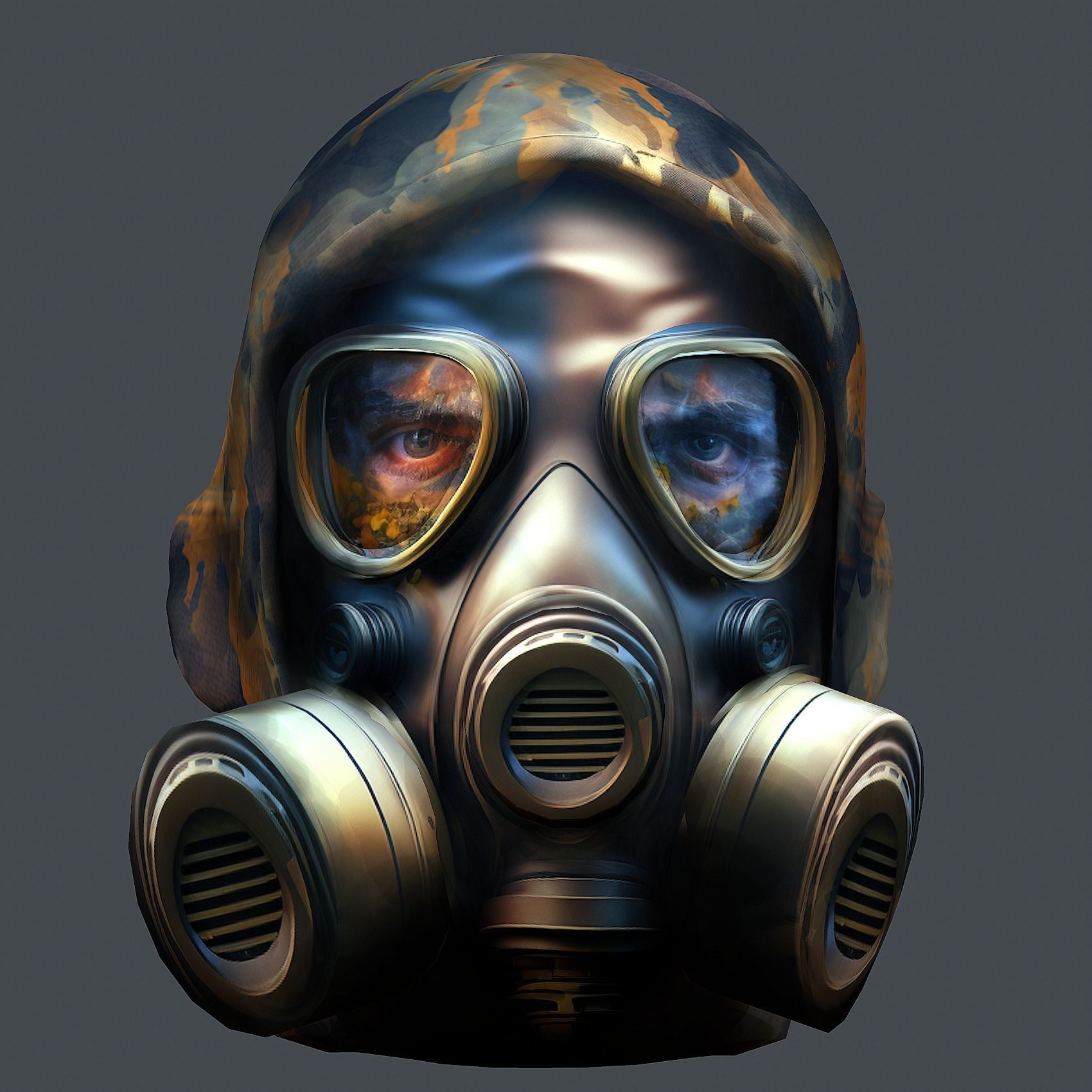 3D model Gas mask helmet 3d model military combat Low-poly VR / AR ...