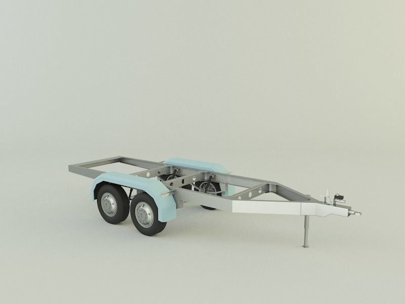 two axle empty trailer 3D model | CGTrader