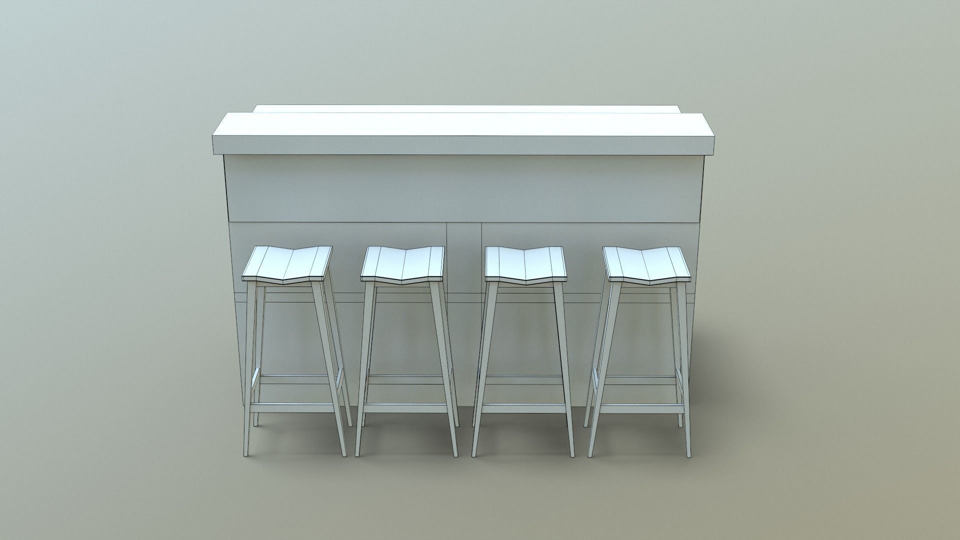 3D model Kitchen Counter with Stool VR / AR / low-poly | CGTrader