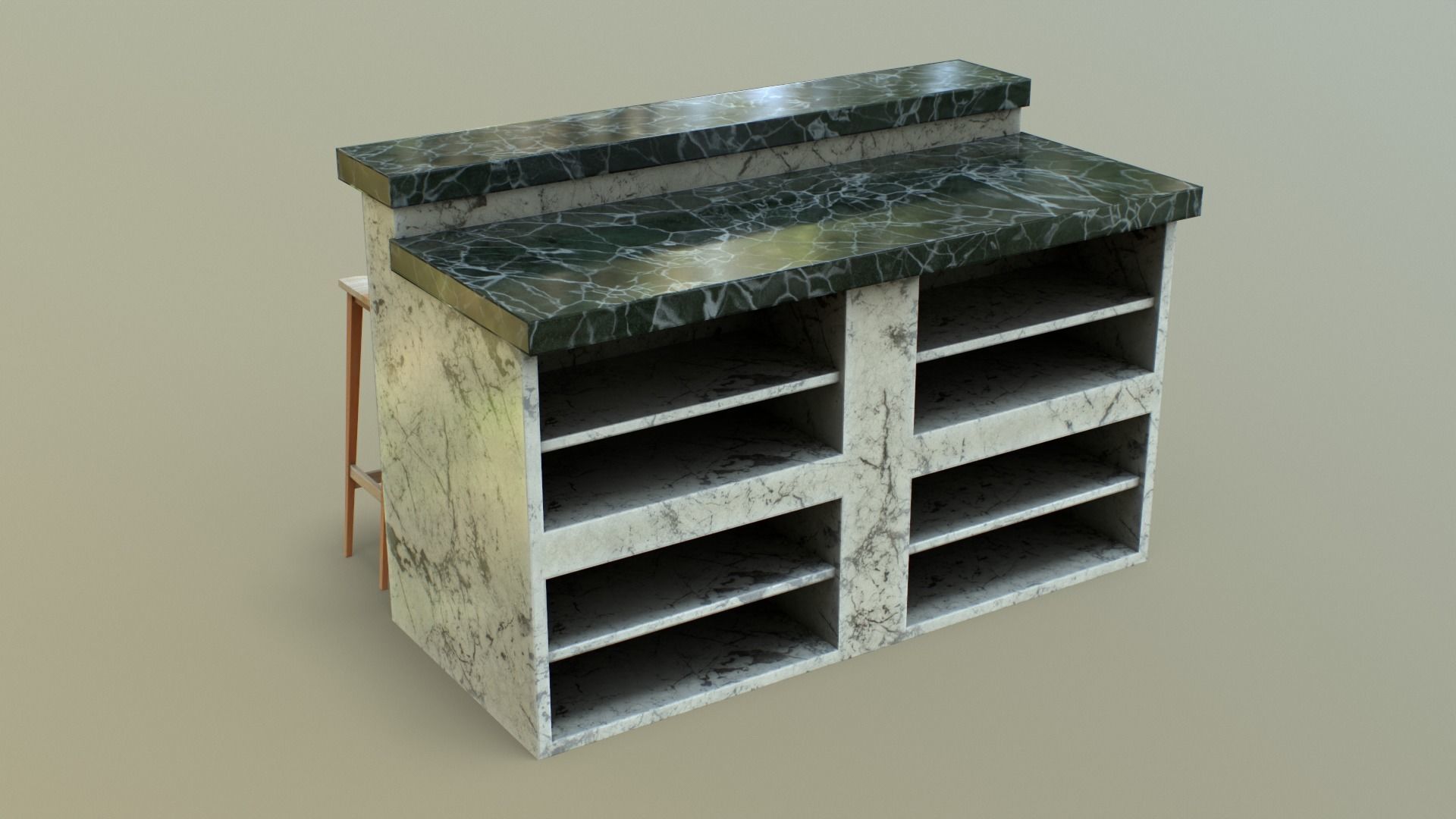 3D model Kitchen Counter with Stool VR / AR / low-poly | CGTrader