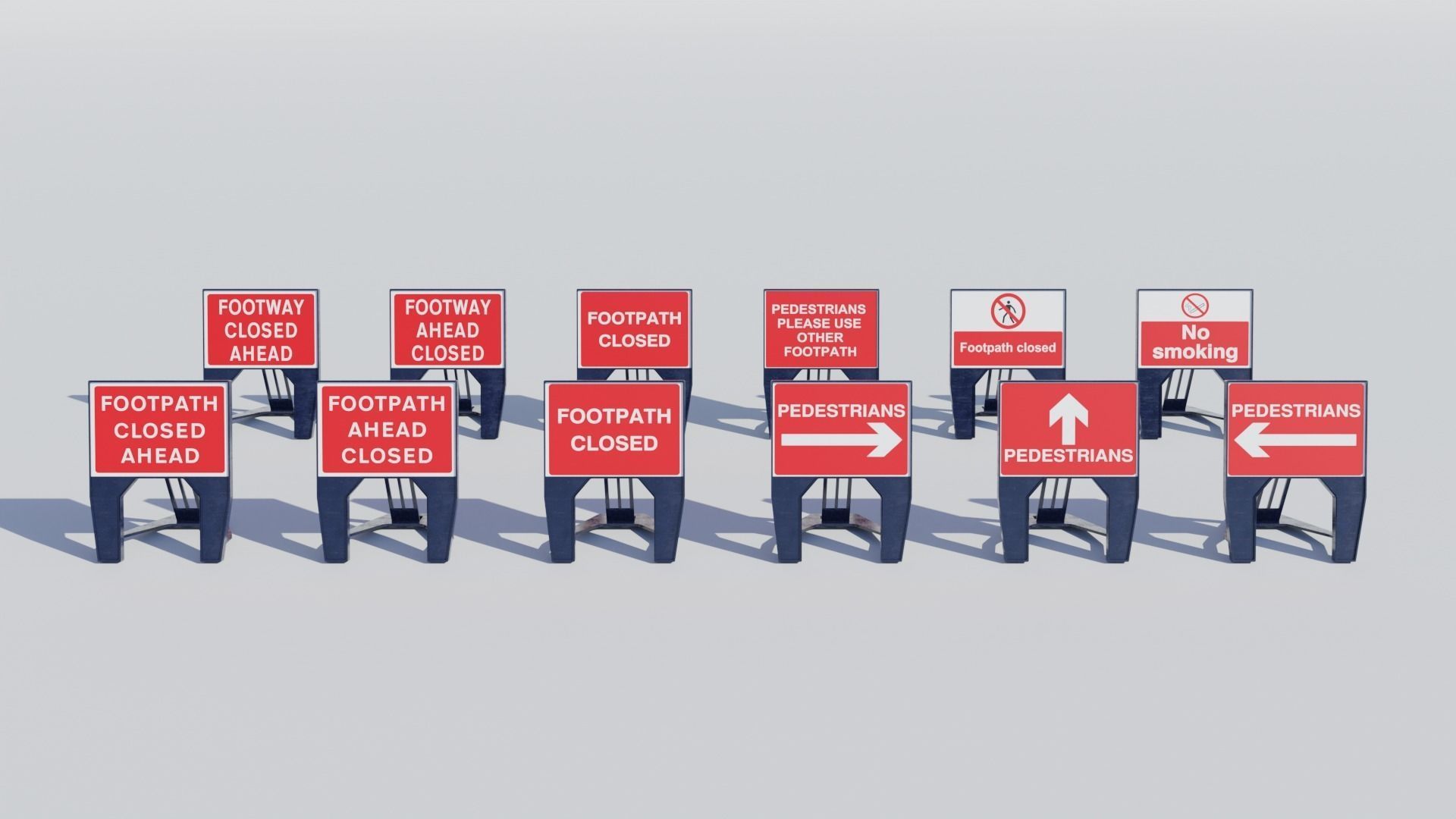 3D model Low poly Temporary Footpath Signs VR / AR / low-poly | CGTrader
