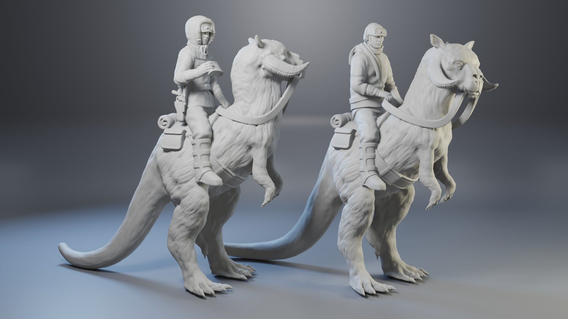 Han Solo and Luke Skywalker on Tauntaun 3D model 3D printable | CGTrader