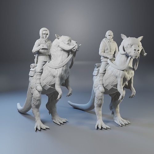 Han Solo and Luke Skywalker on Tauntaun 3D model 3D printable | CGTrader
