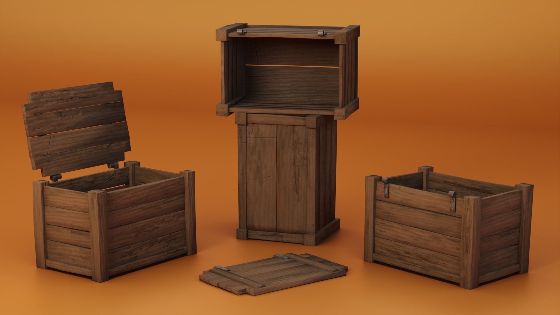 3D model Medieval Wooden Crates VR / AR / low-poly | CGTrader