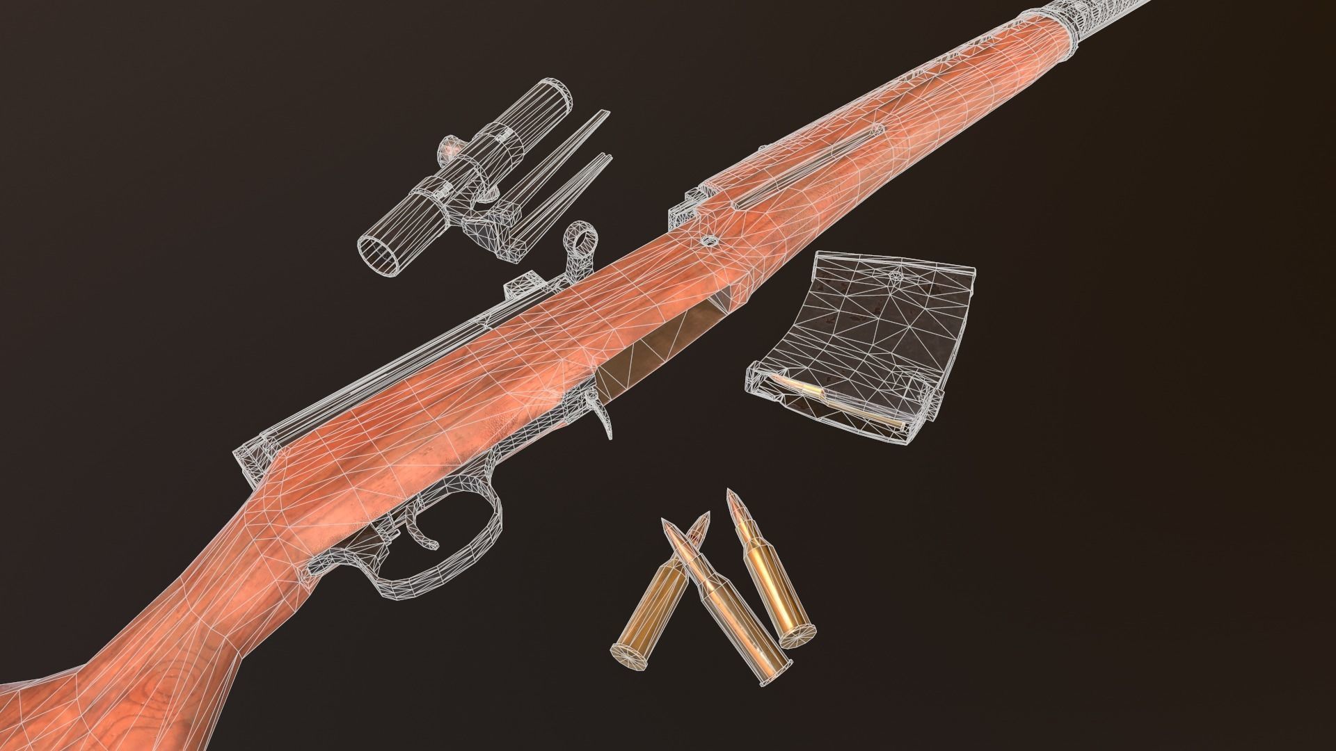 3D model SVT-40 Semi-Automatic rifle - PBR Low Poly Model VR / AR / low ...
