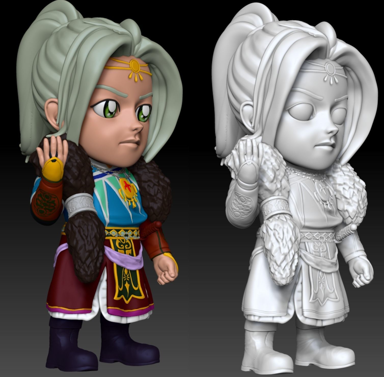 SaGa Frontier Blue Cartoon Chubby Chibi Figure 3D model 3D printable ...