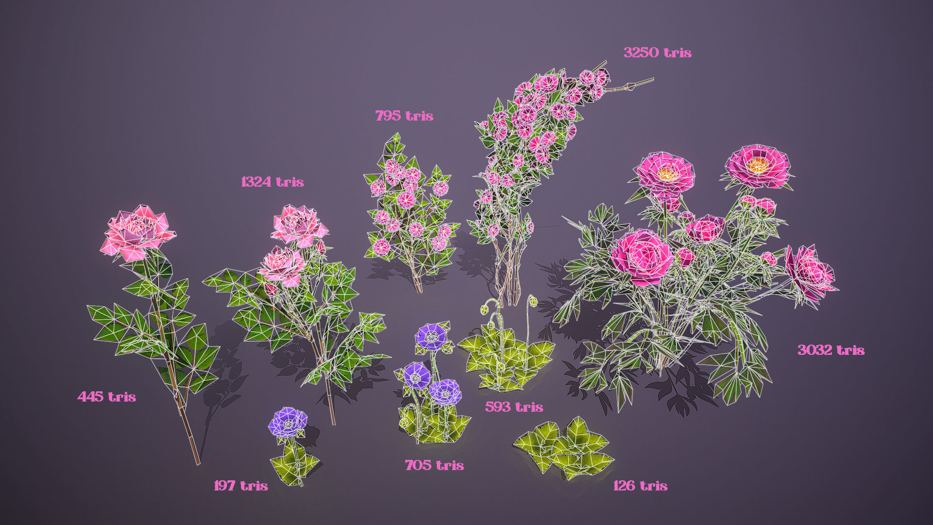 3D model Flowers Pack VR / AR / low-poly | CGTrader