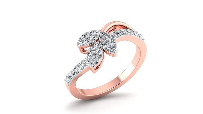leaf ring diamond sparkal 3D model 3D printable | CGTrader