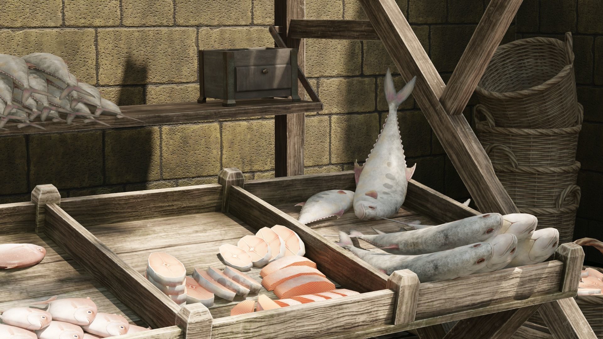 3D model Medieval Fish Shop VR / AR / low-poly | CGTrader