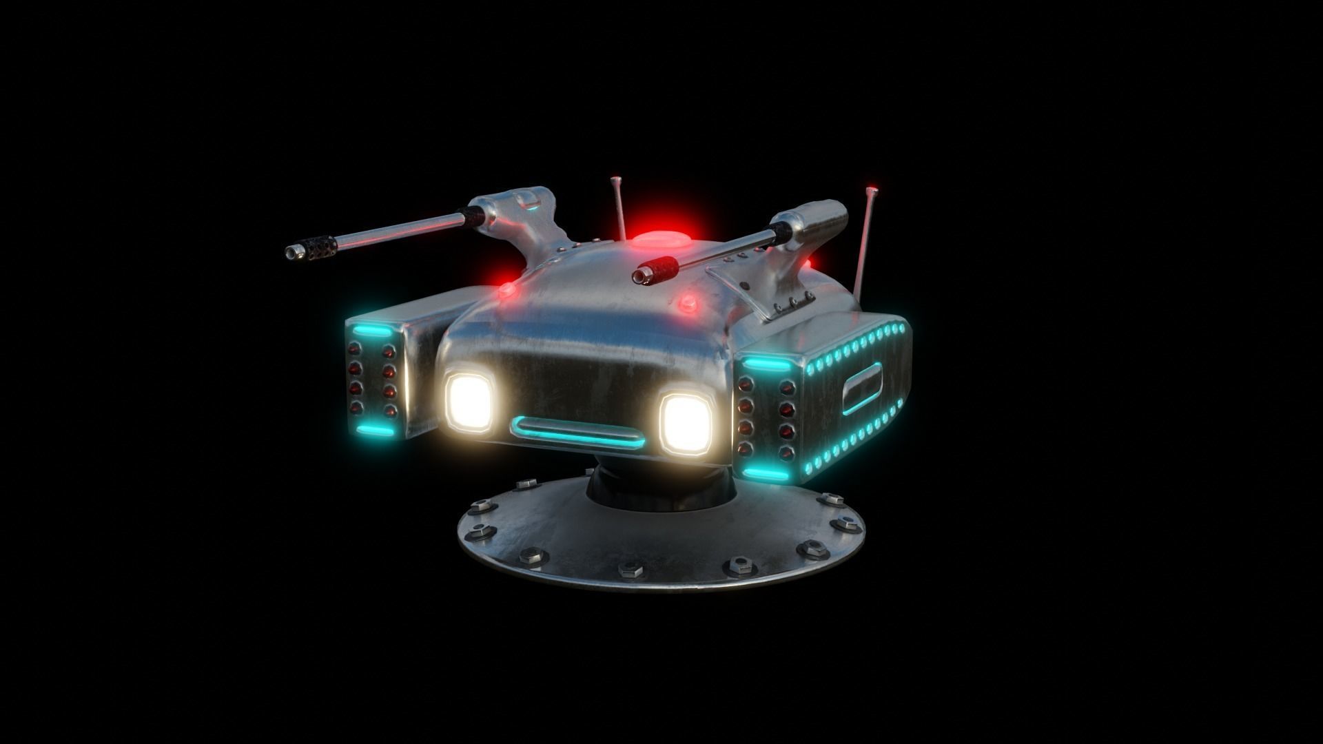 Turret spaceship with lights free VR / AR / low-poly 3D model | CGTrader