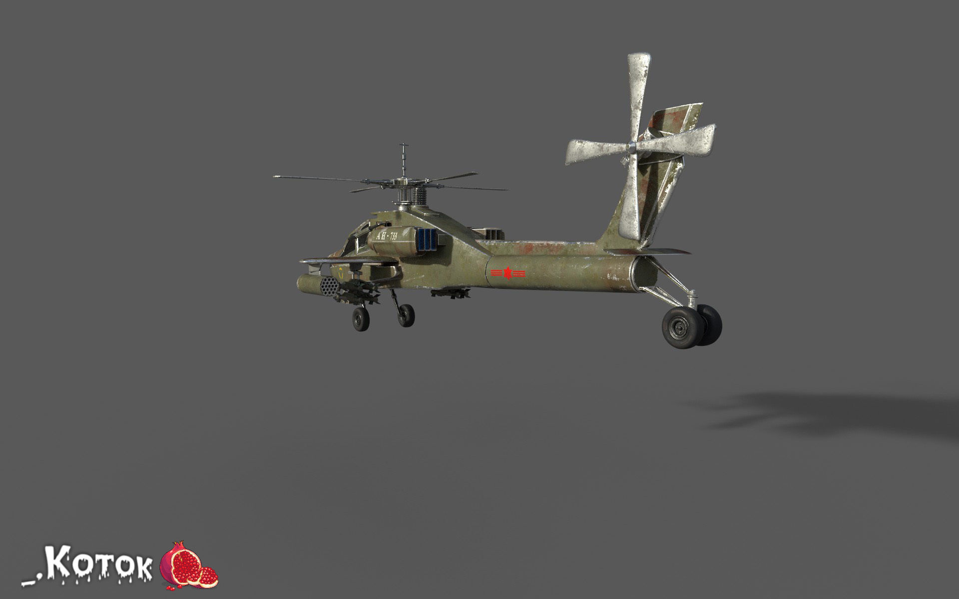 Apache military helicopter flying in sky free VR / AR / low-poly 3D ...