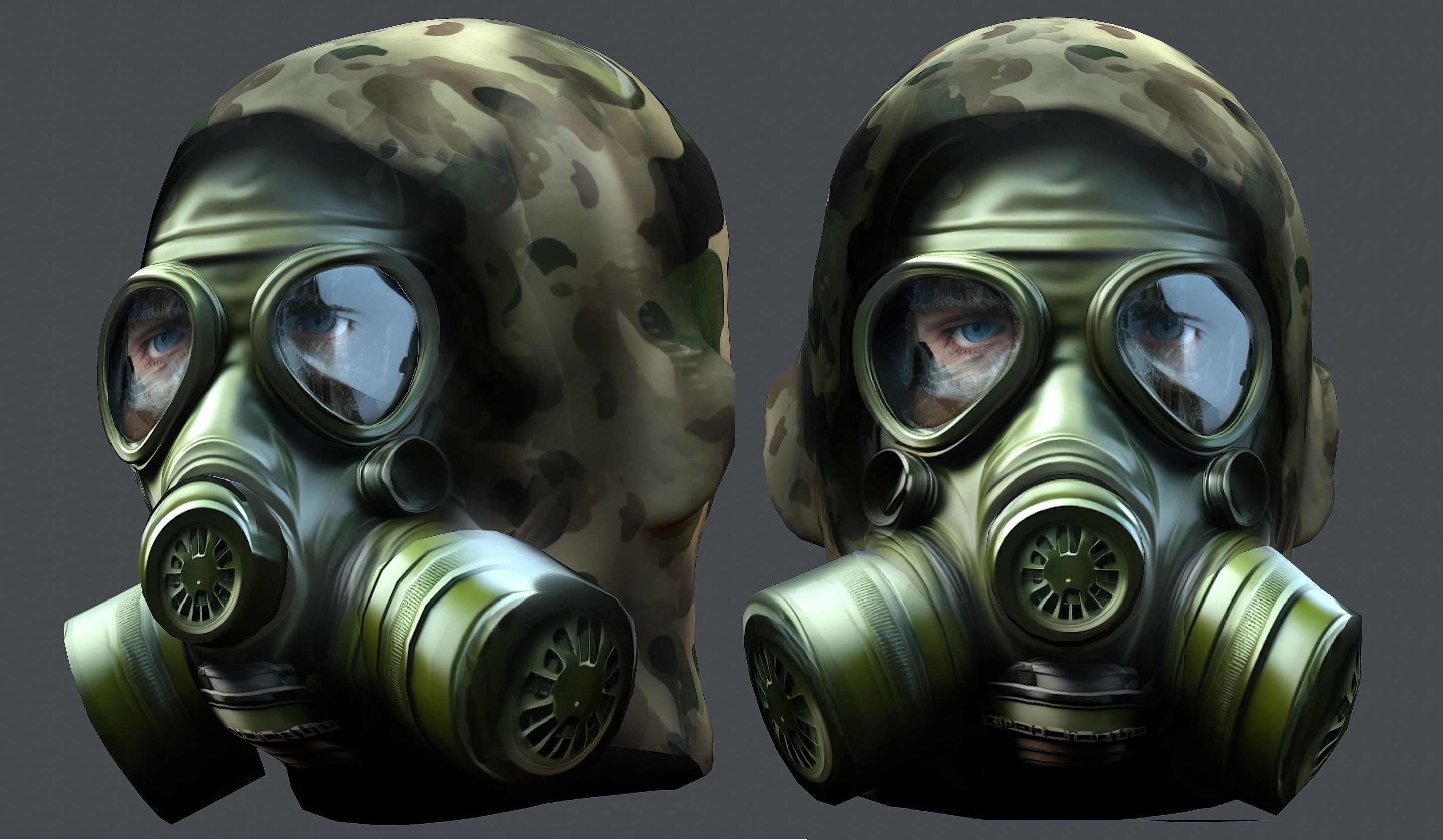 3D model Gas mask helmet 3d model military combat Low-poly VR / AR ...