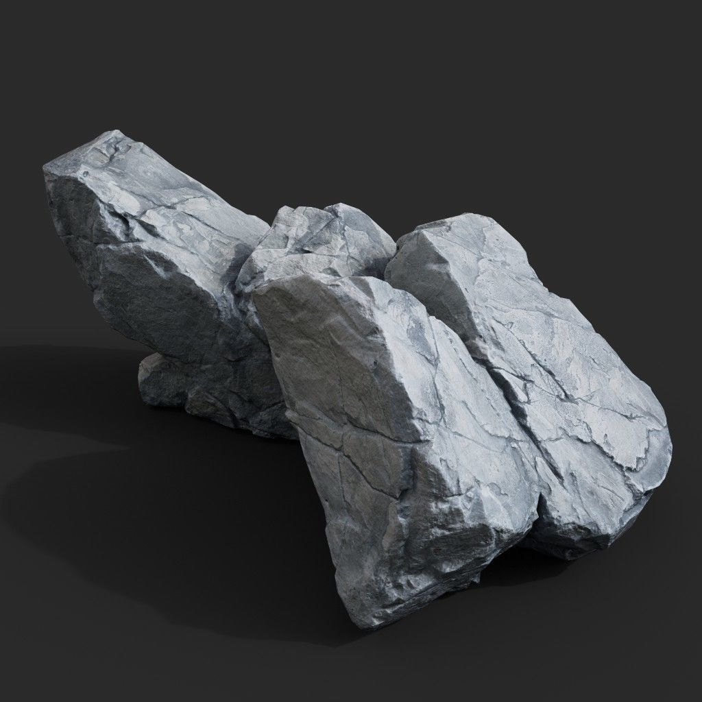 3D model Low Poly Base Gray Rock 230209 - Ultra HD 16K Texture VR / AR ...