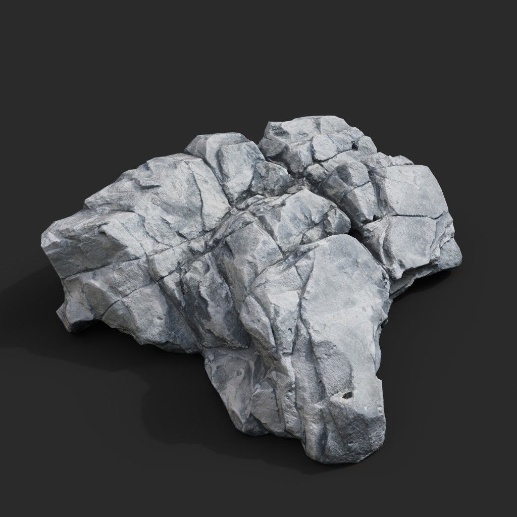 3D model Low Poly Base Gray Rock 230209 - Ultra HD 16K Texture VR / AR ...