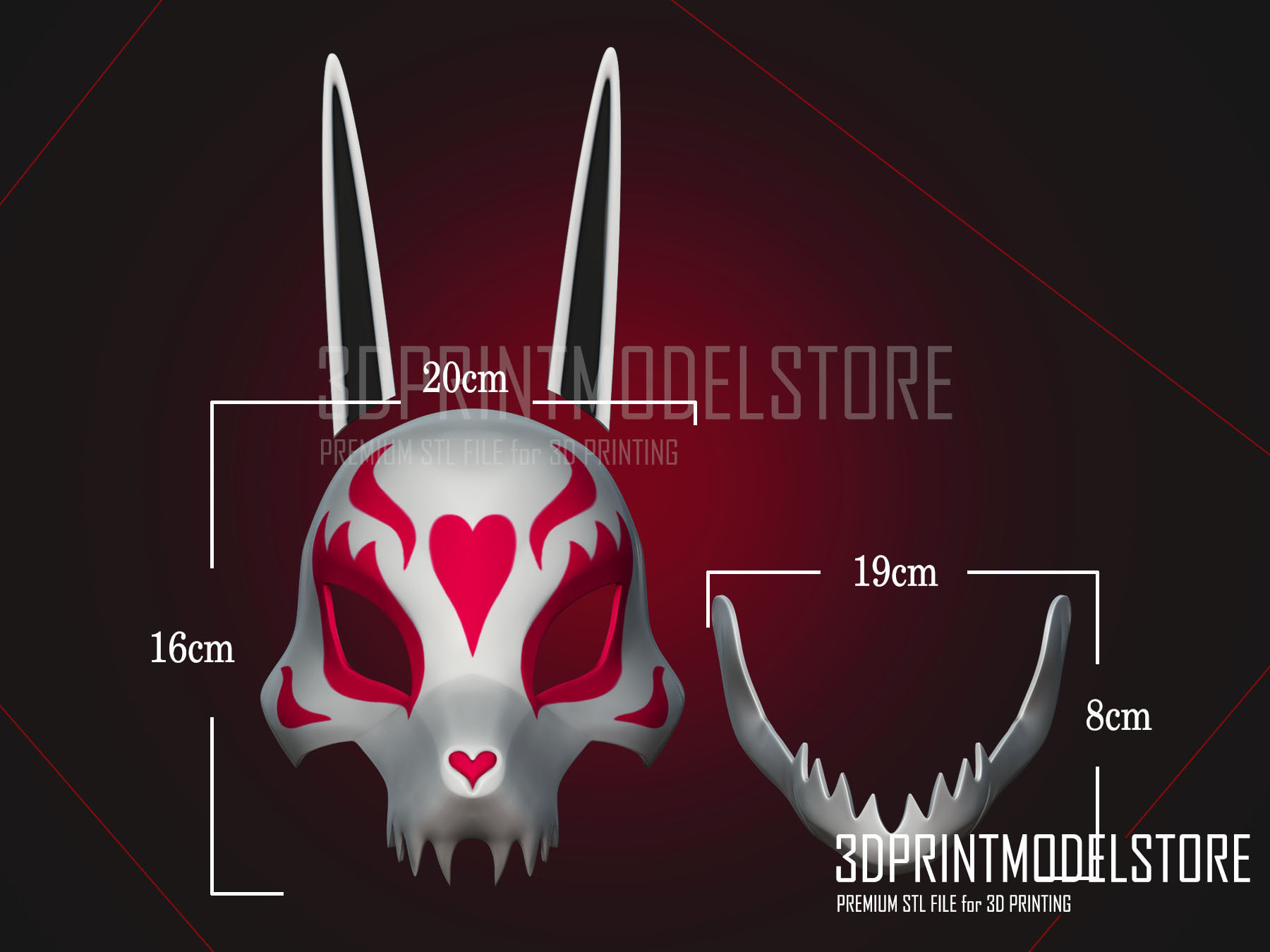 Neon White Game Cosplay Mask - Neon Red Mask - Halloween Costume 3D ...