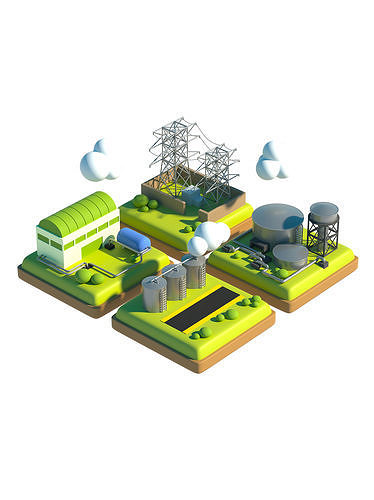 C4D model - energy scenario elements 3D model | CGTrader