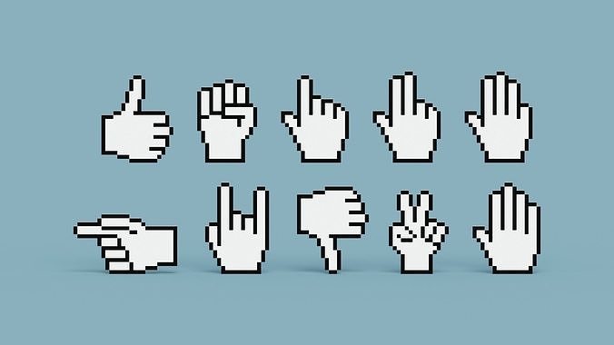 3D model Pixel Hand Icons VR / AR / low-poly | CGTrader