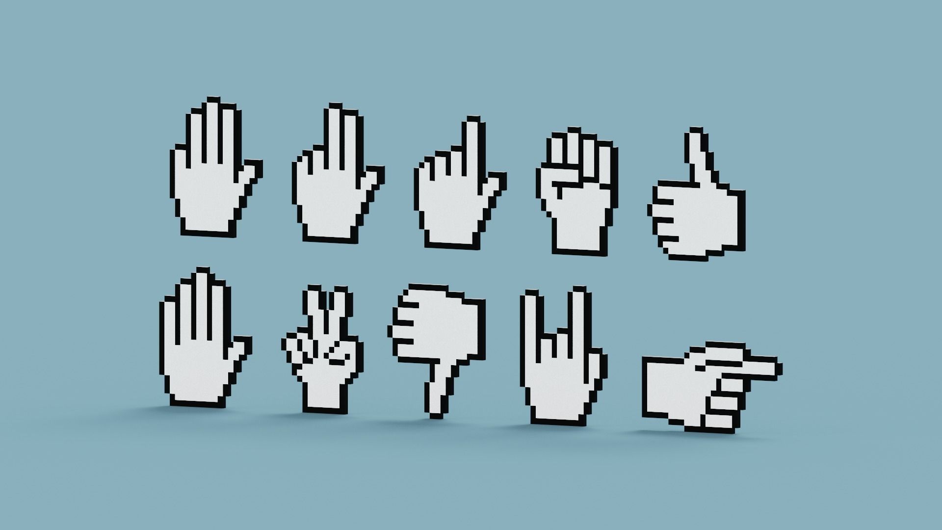 3D model Pixel Hand Icons VR / AR / low-poly | CGTrader