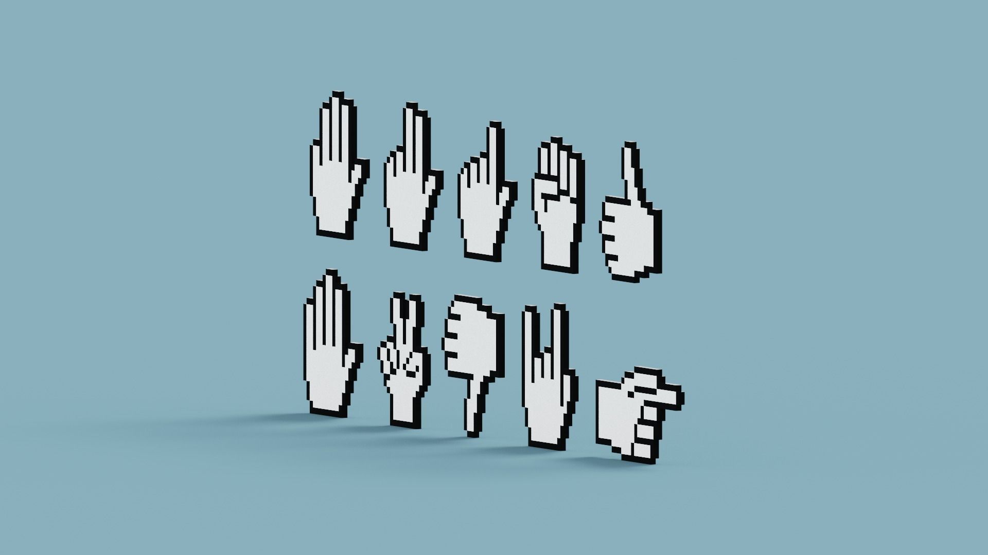 3D model Pixel Hand Icons VR / AR / low-poly | CGTrader