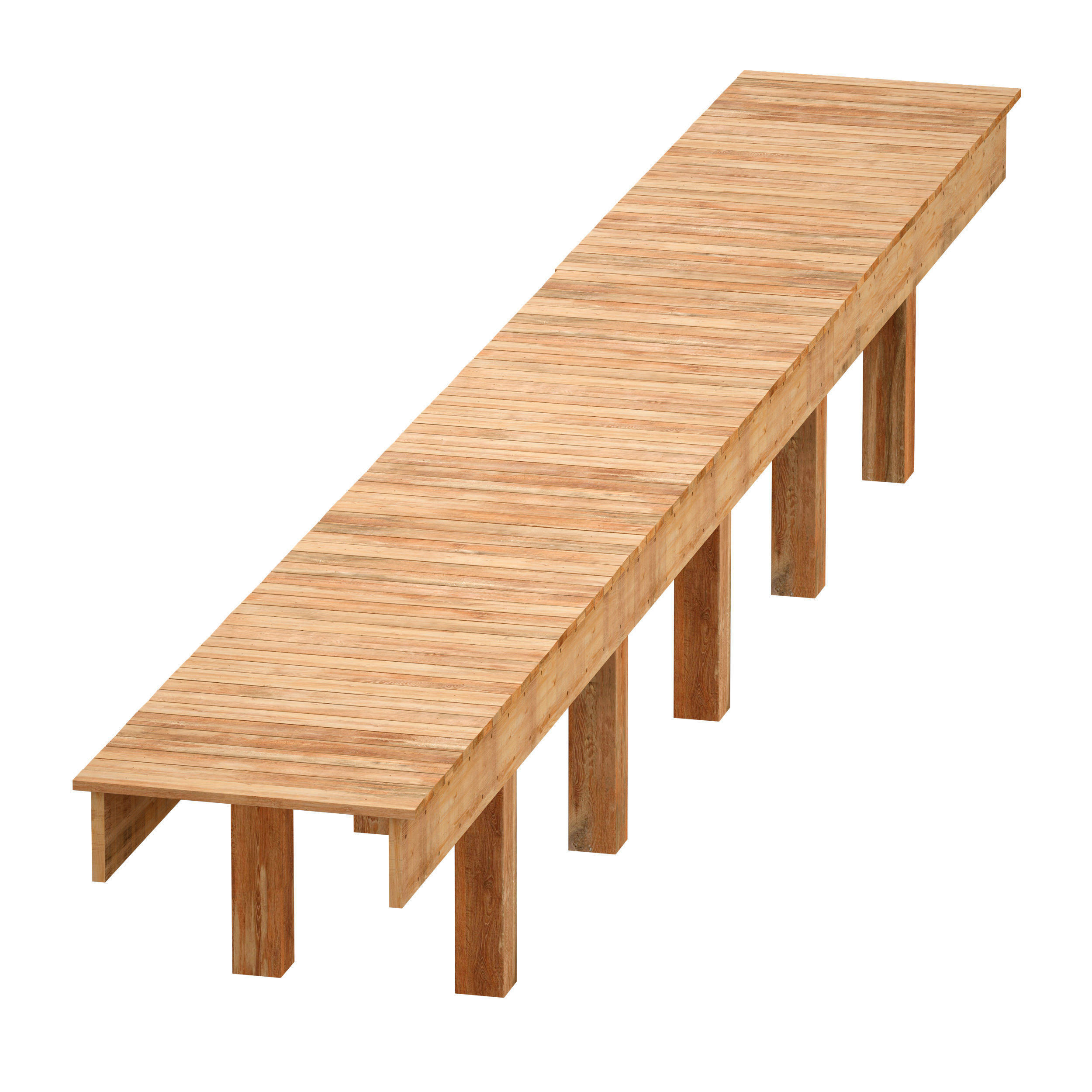 Wooden board bridge across the river 3D model | CGTrader