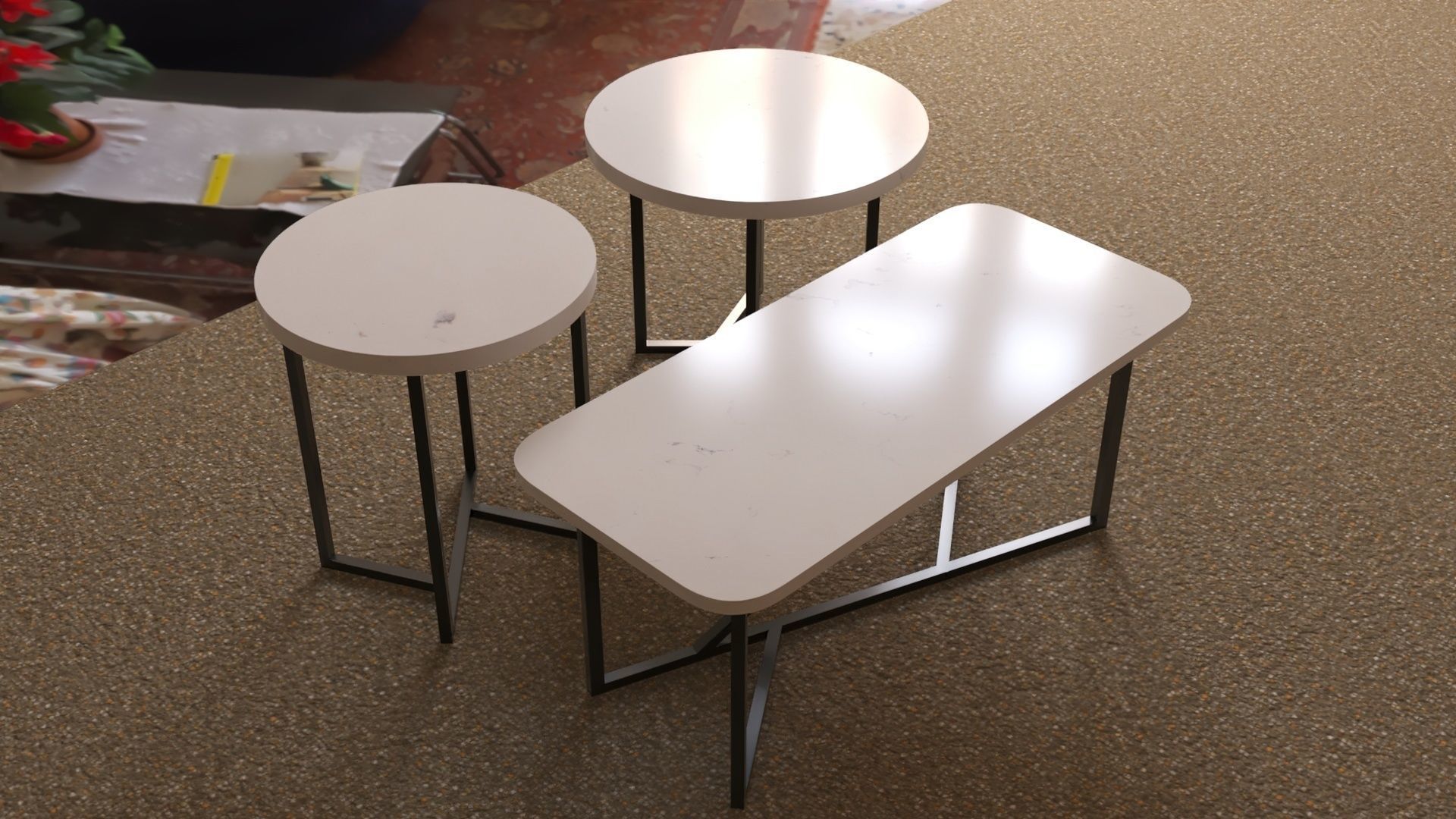 Dutch Quartz Top Coffee Table 3D model | CGTrader