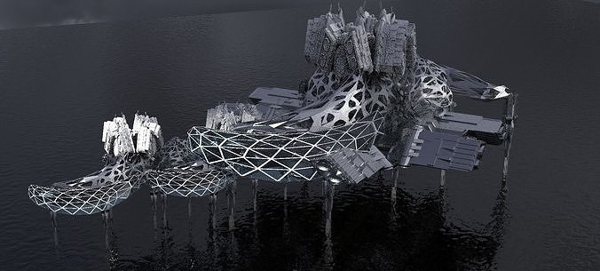 Dark Alien Hybrid base design Exterior 8 3D model | CGTrader