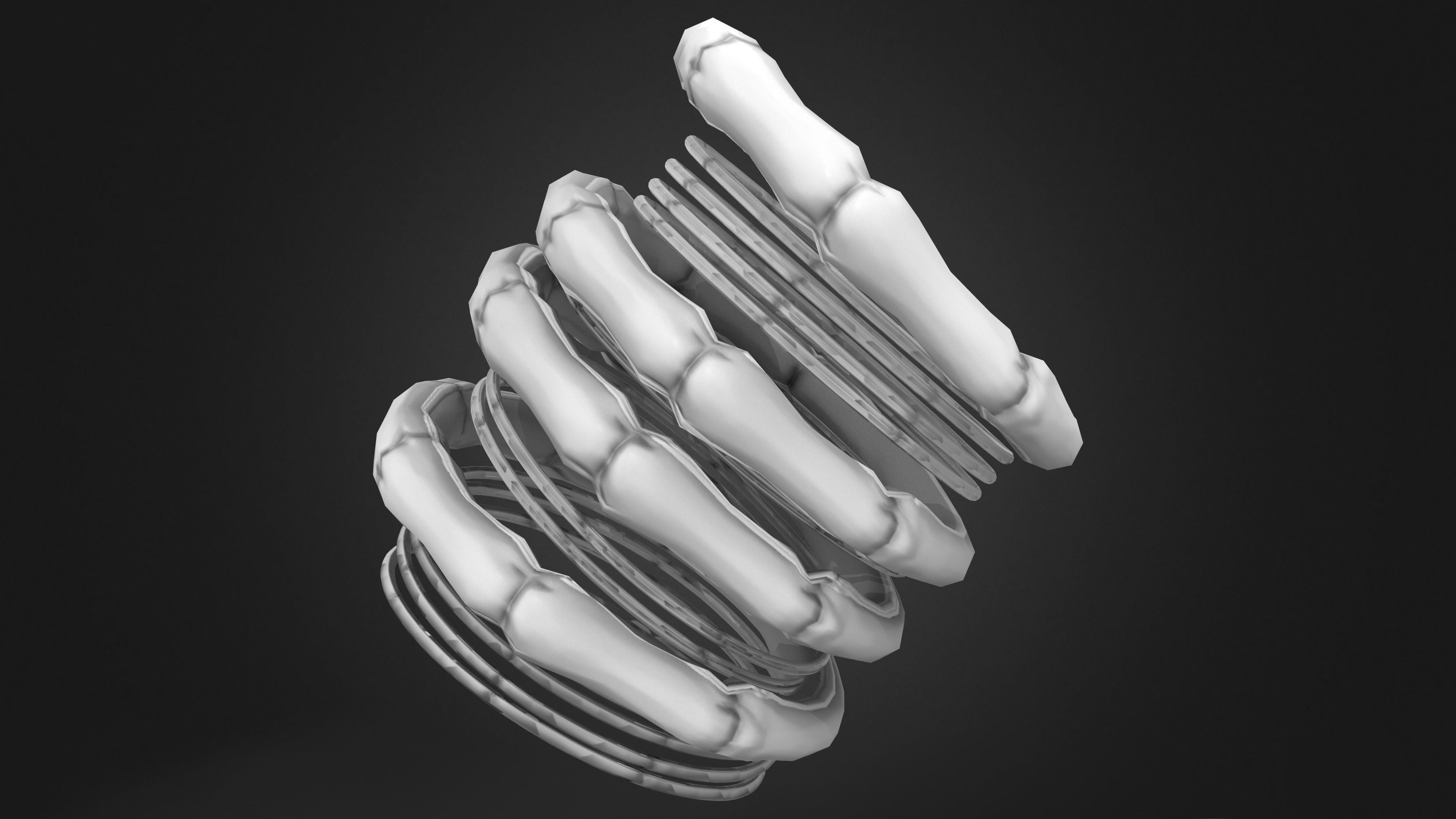 3D model Metal Bones Springs Mix Rapper Bracelet VR / AR / low-poly ...