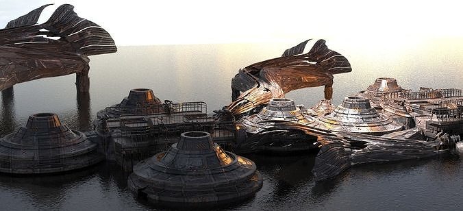 Ocean alien base rig 4 3D model | CGTrader