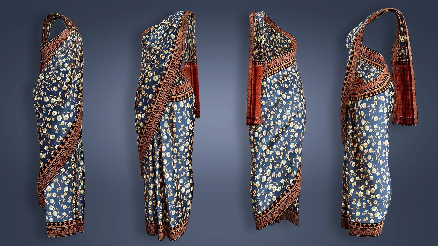3D model Indian Casual Saree A 3D model with Textures VR / AR / low ...