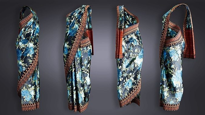 3D model Indian Casual Saree A 3D model with Textures VR / AR / low ...