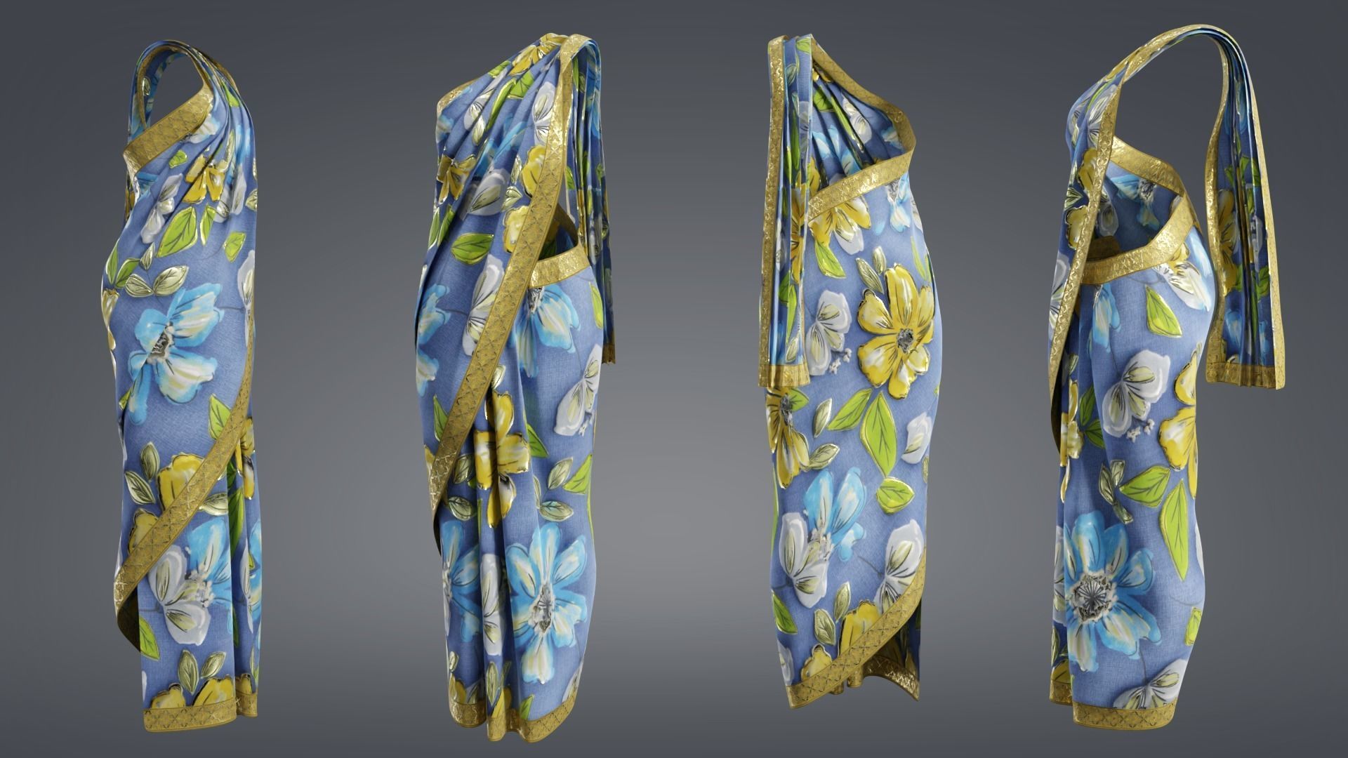 3D model Indian Casual Saree A 3D model with Textures VR / AR / low ...