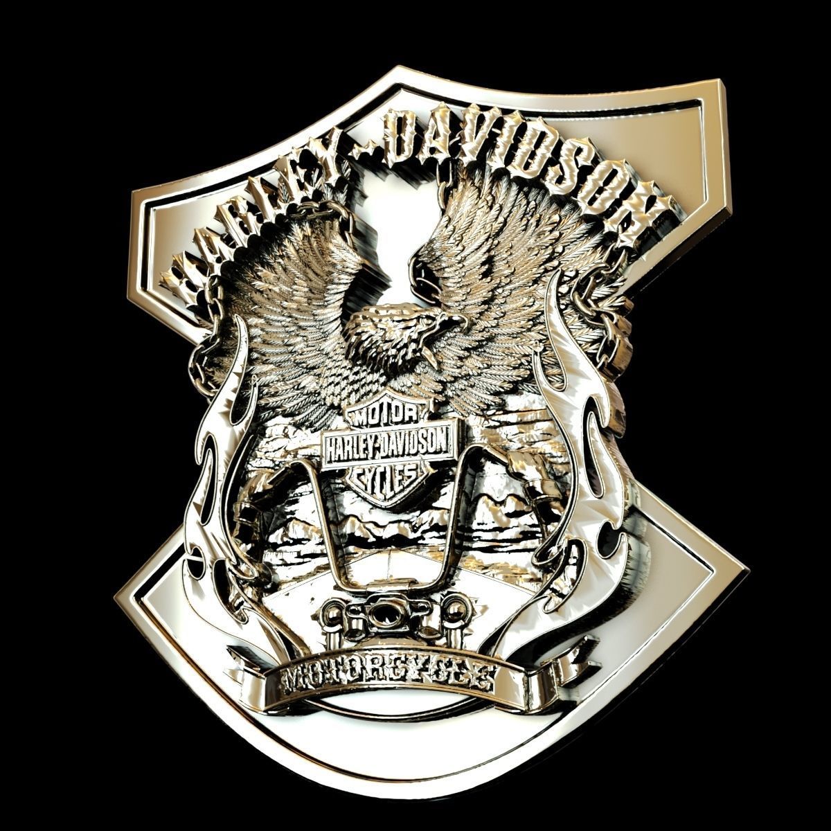 Harley Davidson badge logo 3D model 3D printable | CGTrader