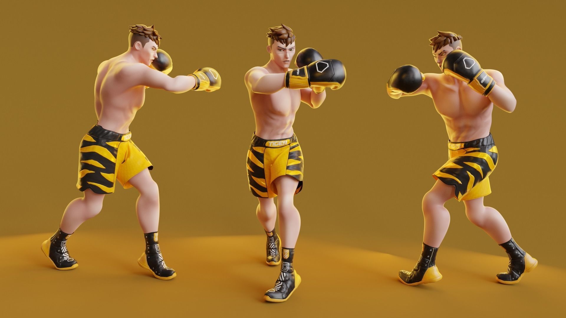 3D model Low Poly Boxer - MMA Fighter - Kojiro VR / AR / low-poly ...