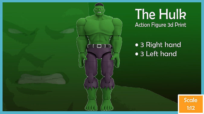 The Hulk Action Figure 3D model 3D printable | CGTrader