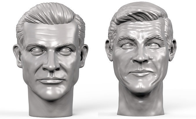 James Bond Connery and Moore head sculpt pack 3D Model Collection 3D ...