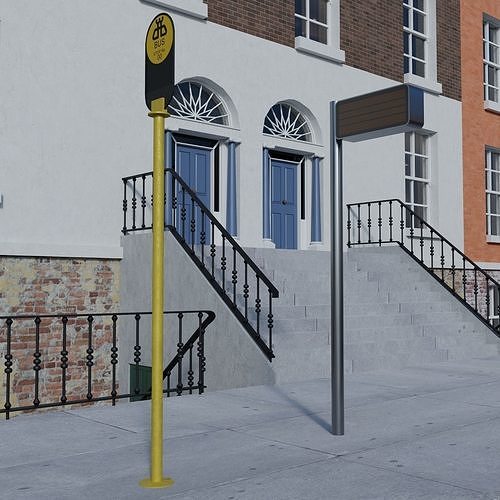 3D model Dublin Bus Stop with Info Panel VR / AR / low-poly | CGTrader