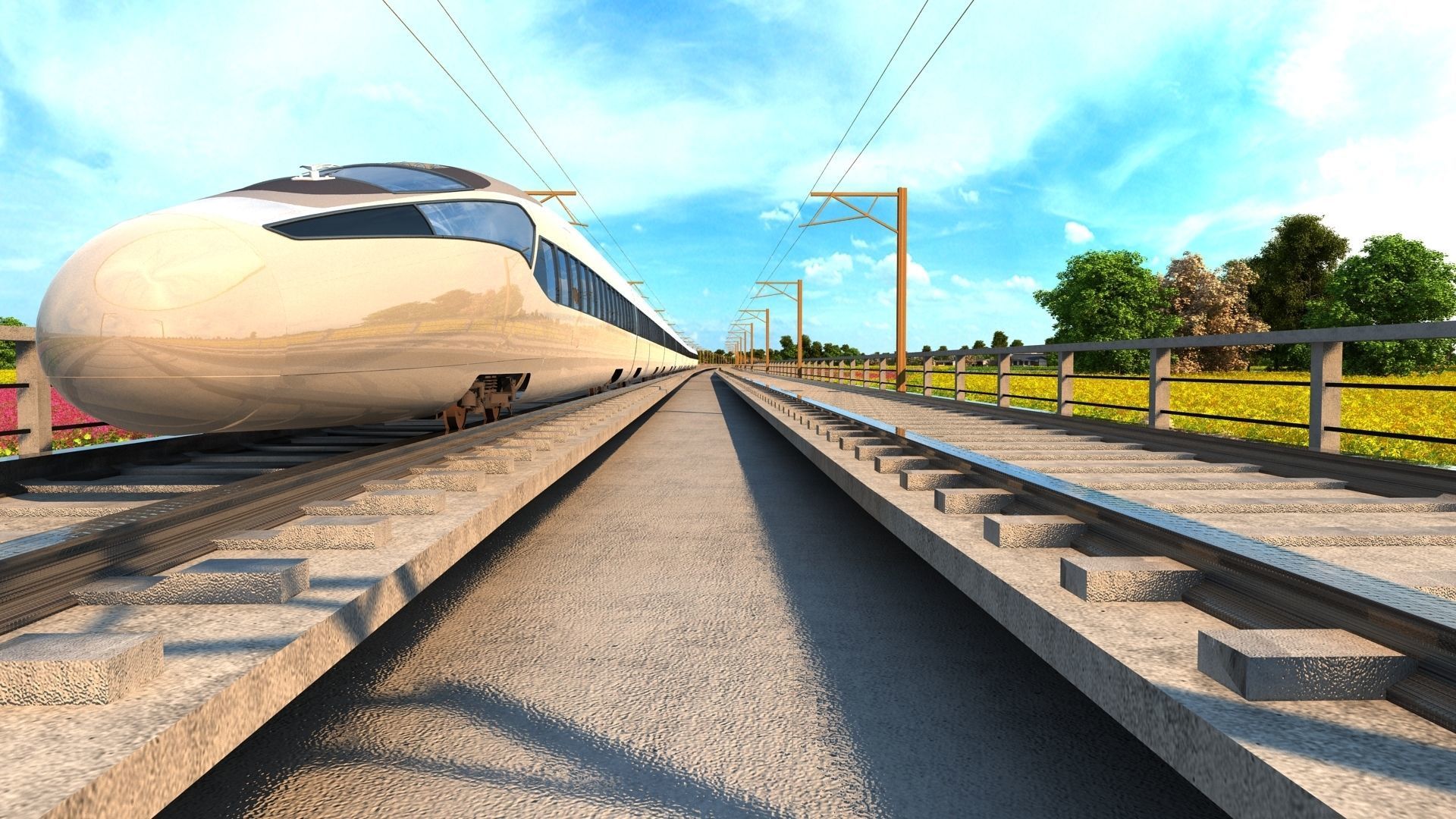 high-speed railway 3D model animated rigged | CGTrader