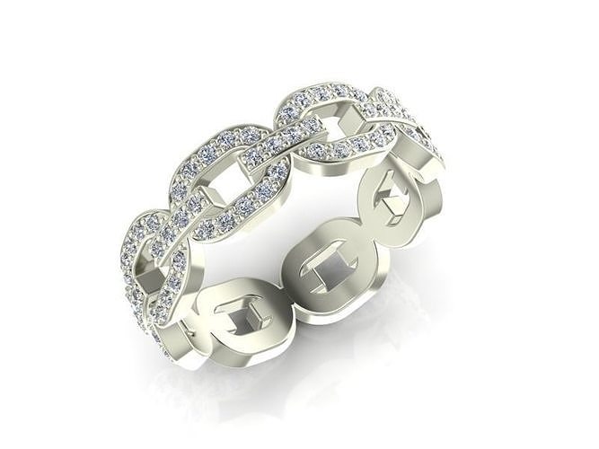 Chain Ring with gemstones 3 3D model 3D printable | CGTrader