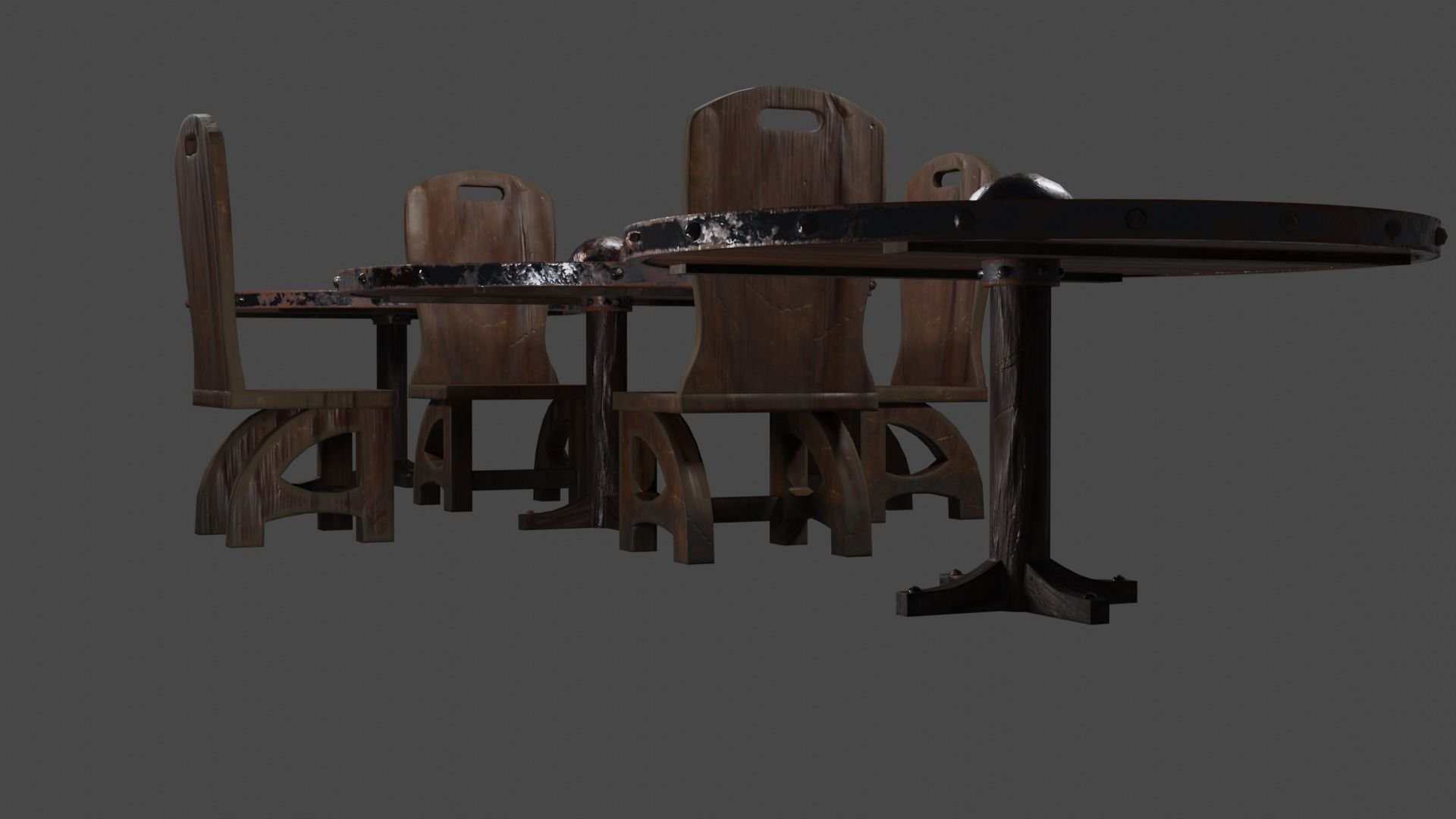 Tables and chairs for a medieval tavern 3D model | CGTrader