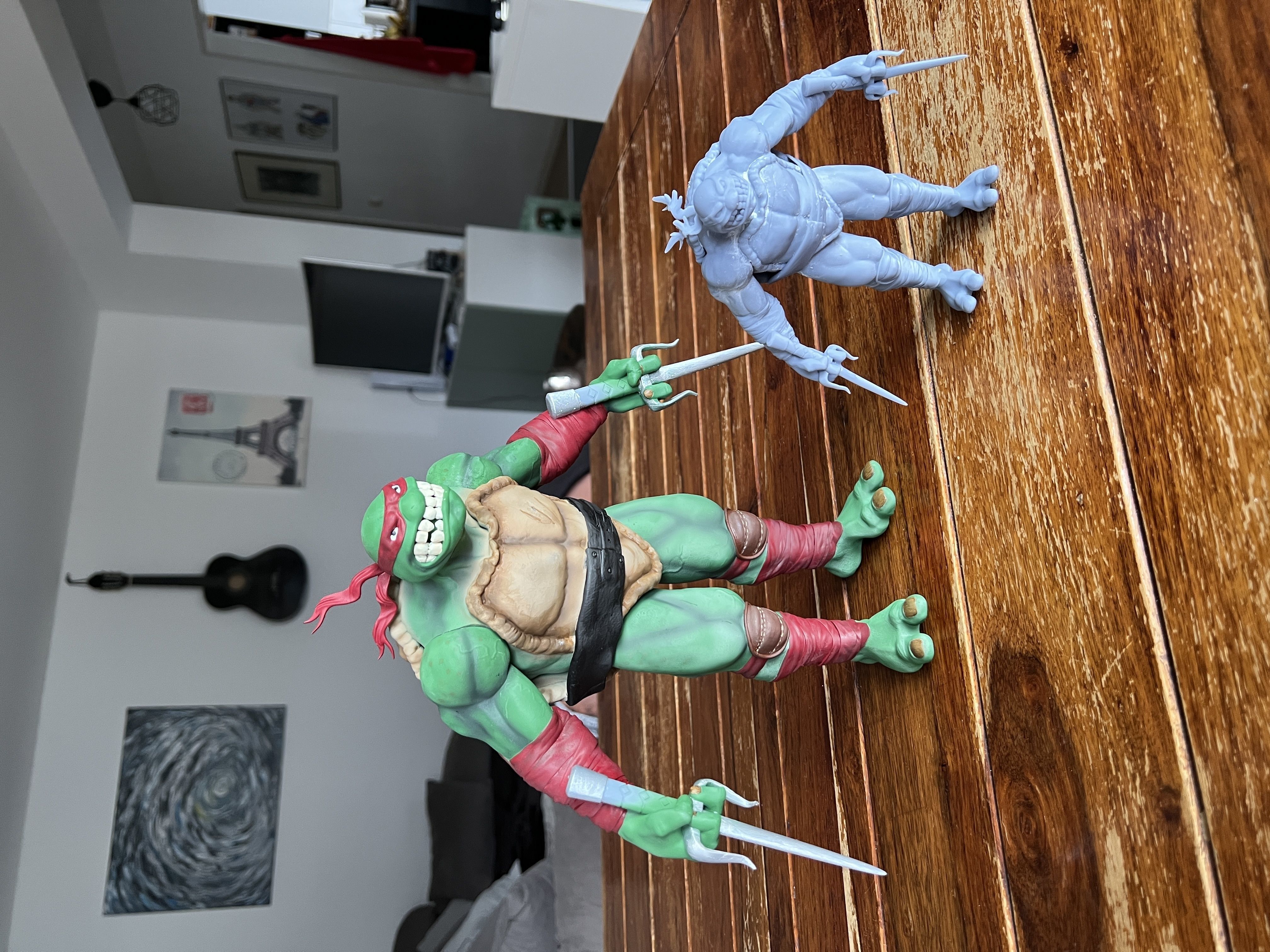 Turtle Raphael with Sais 3D model 3D printable | CGTrader