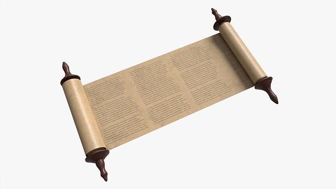 Ancient Scroll With Wooden Rods Old text 02 3D model | CGTrader