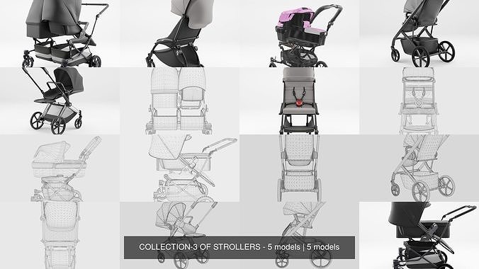 COLLECTION-3 OF STROLLERS - 5 models VR / AR / low-poly | CGTrader