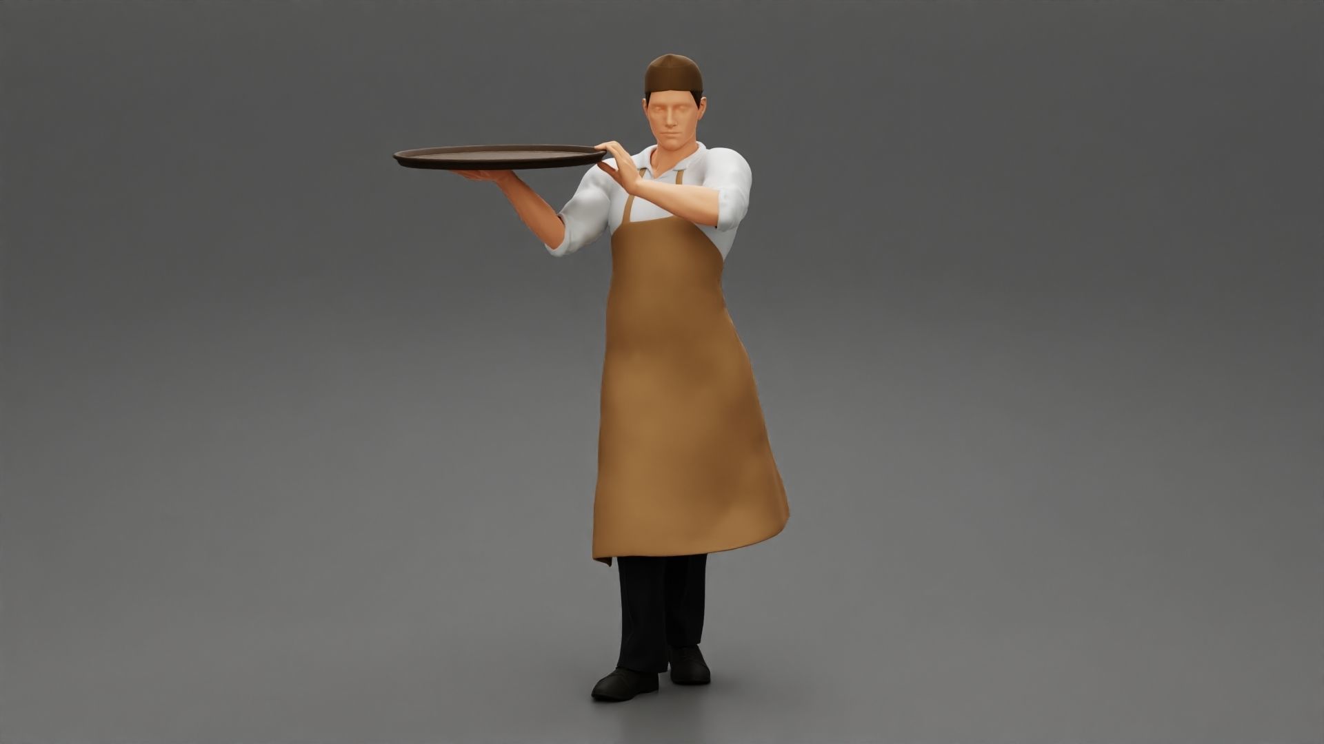 Waiter carrying a server tray 3D model 3D printable | CGTrader