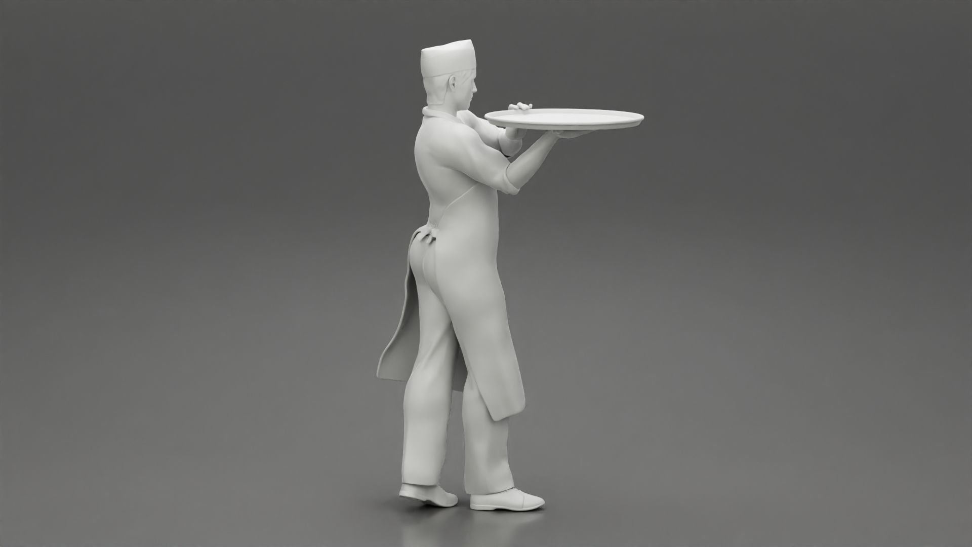Waiter carrying a server tray 3D model 3D printable | CGTrader