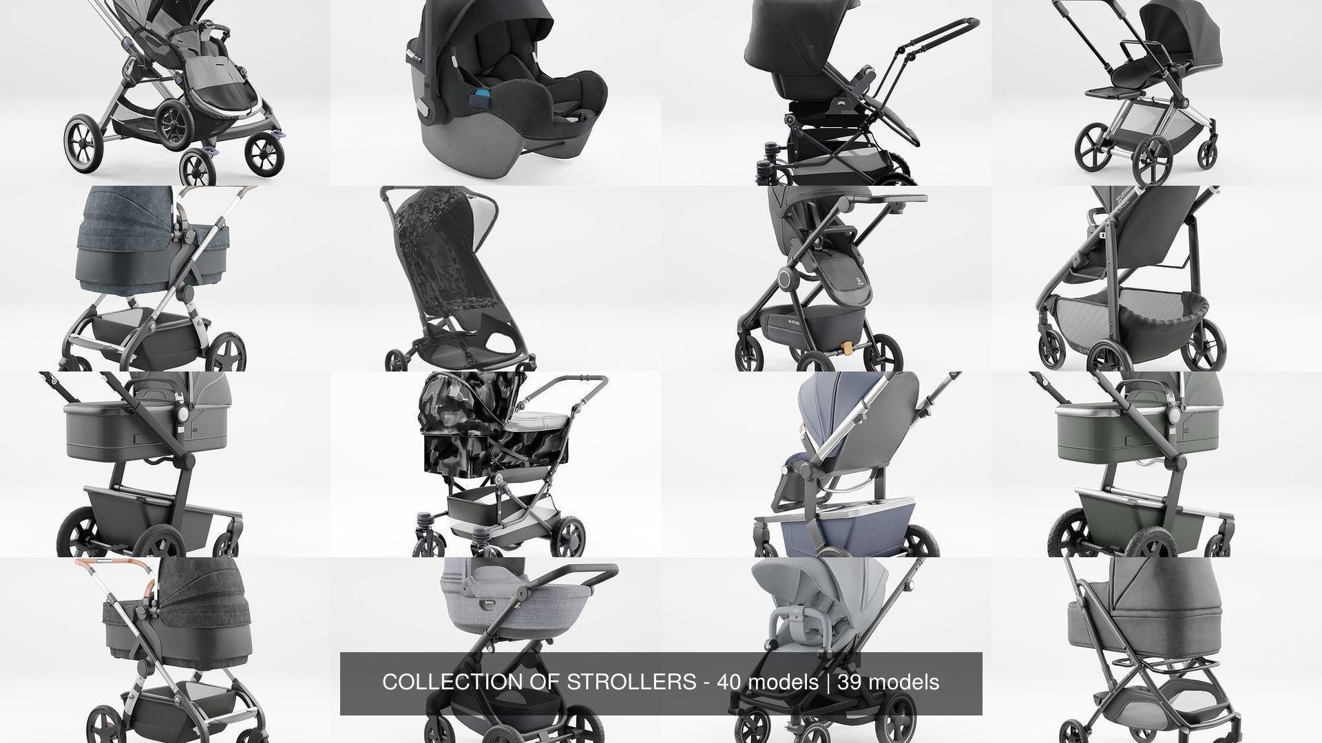 COLLECTION OF STROLLERS - 40 models VR / AR / low-poly | CGTrader