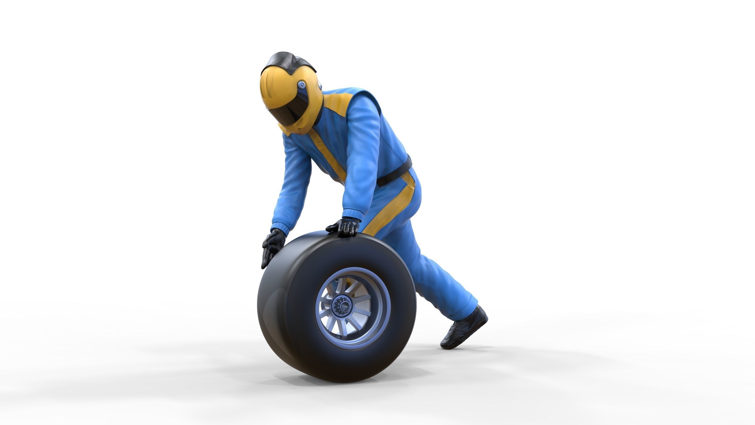 N3 Pit crew with tire 3D model 3D printable | CGTrader