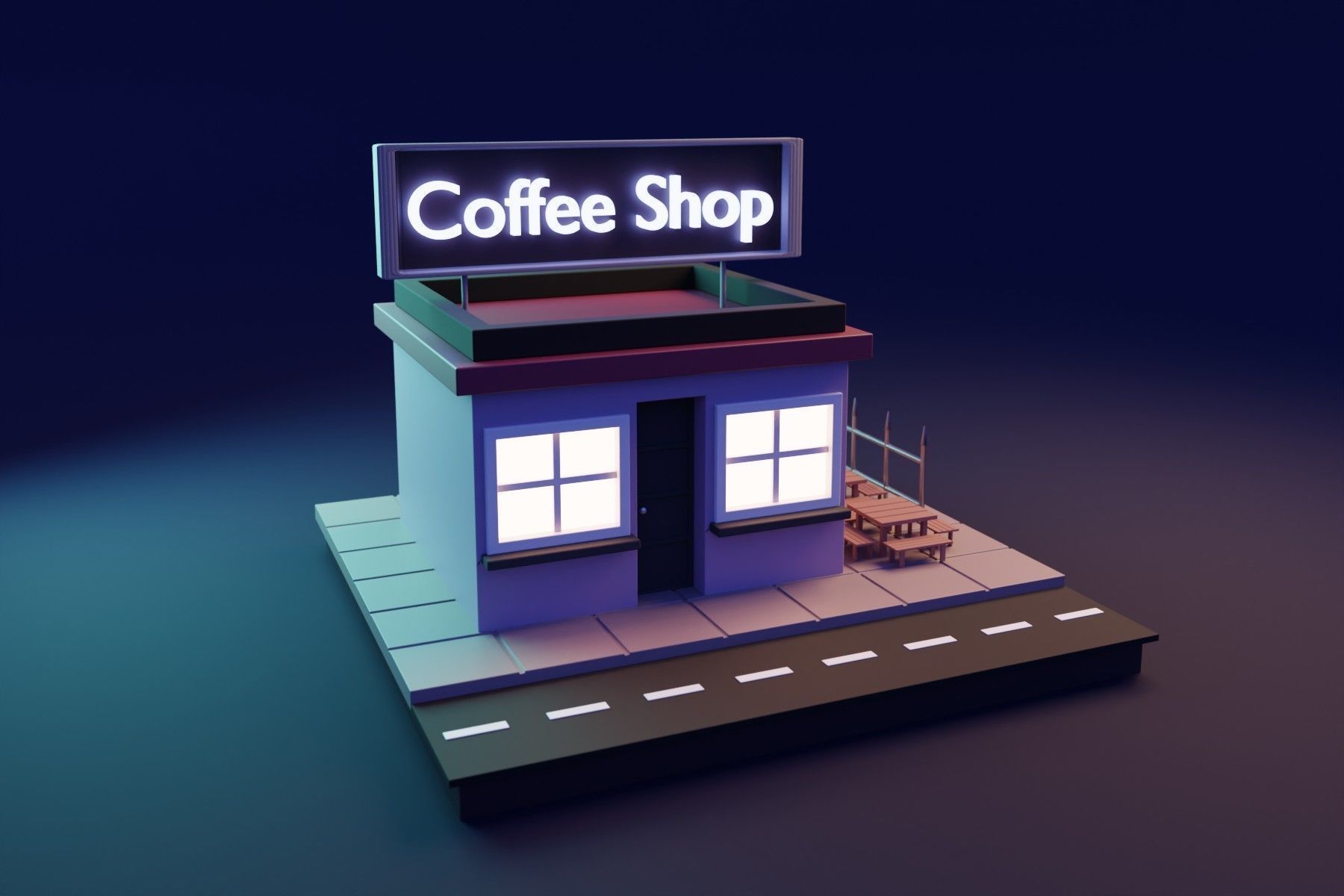 Store cafe low poly 3D model | CGTrader